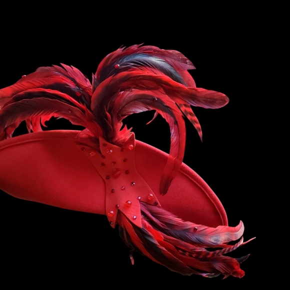 Coquette | Accessories | Coquette Red Hat Huge Feathers Kentucky Derby ...